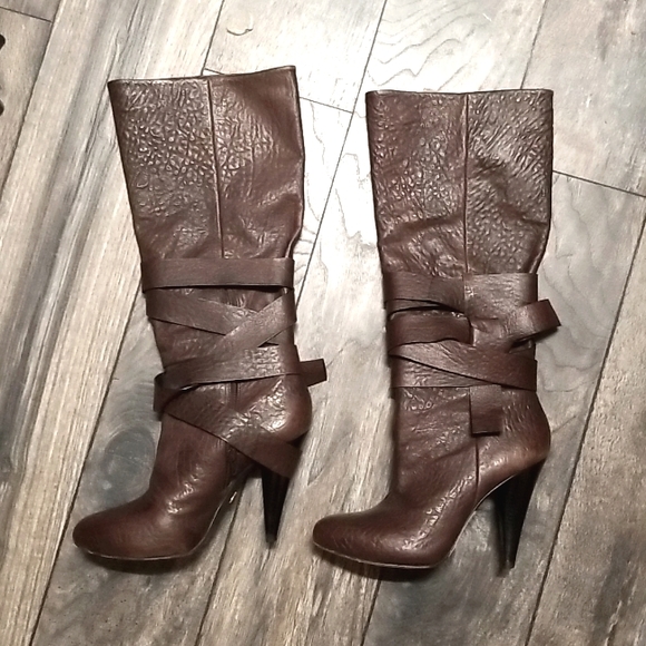 BCBGMaxAzria | Shoes | Bcbg Maxazria Brown Leather Knee Boots | Poshmark